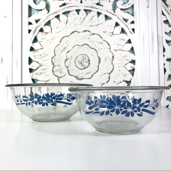 Pyrex | Kitchen | Vintage Pyrex Floral Ribbon Glass Mixing Bowls | Poshmark